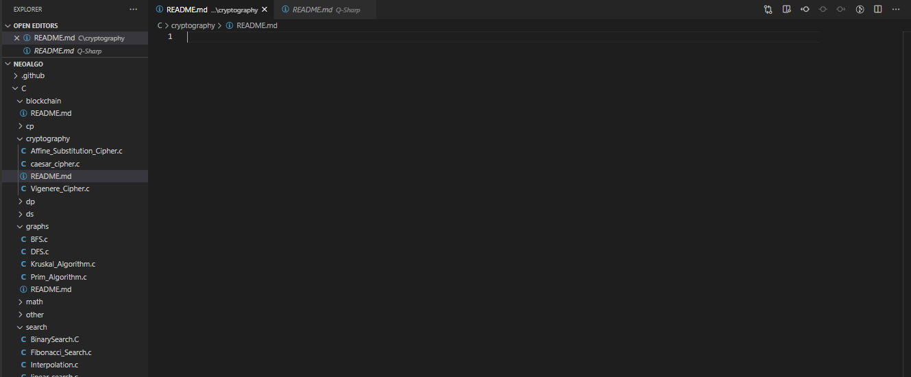 The README.md in every folder for every language is either empty or has a dummy character ...