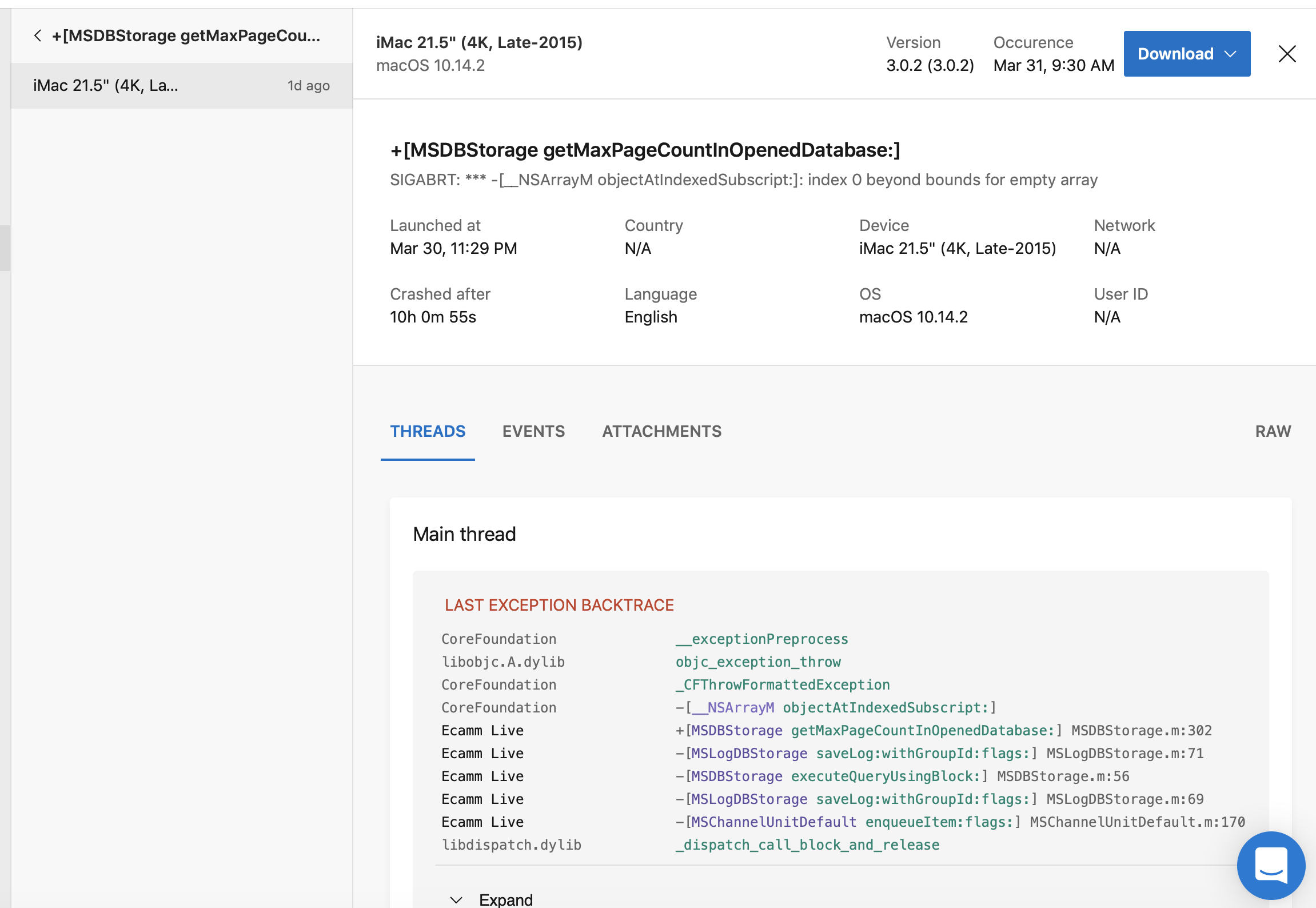 LAST EXCEPTION BACKTRACE section consistently missing from RAW crash logs · Issue #260 ...