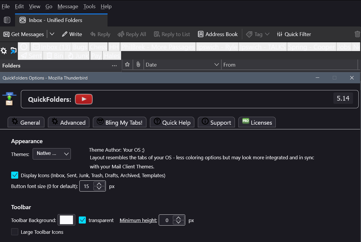 Bling My Tabs: 'native' theme produces white-on-white · Issue #327 · RealRaven2000/QuickFolders ...