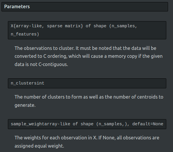Scikit-learn: Spacing between parameters or class attributes and their ...