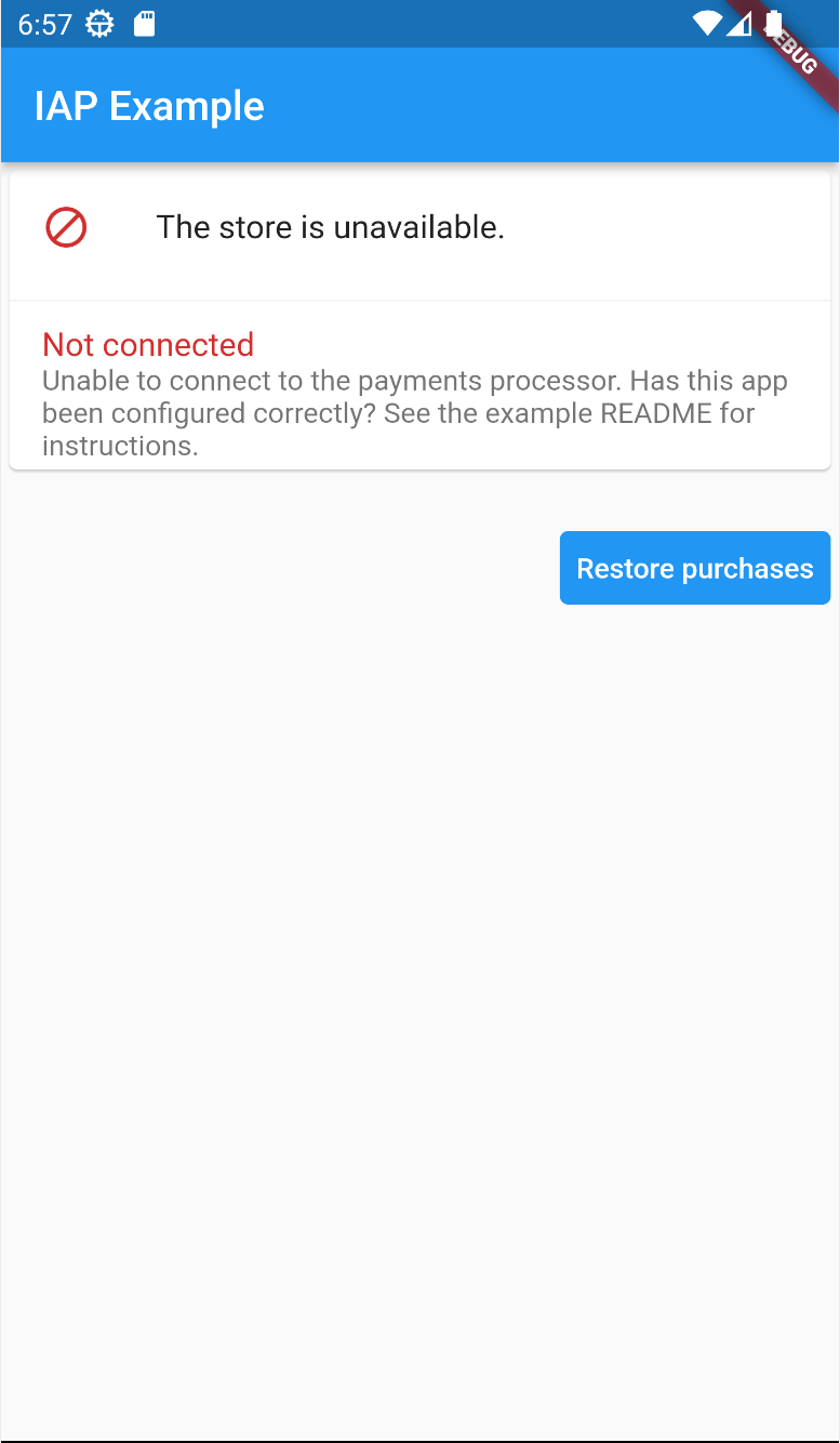 in_app_purchase sample code error: unable to connect to the payments processor · Issue #135635 ...