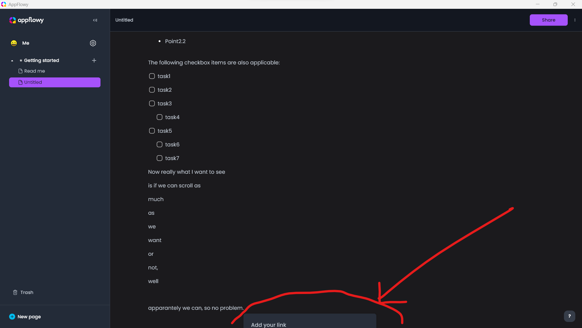 [Bug] Link Dialog is partially invisible at the bottom of the page · Issue #2322 · AppFlowy-IO ...