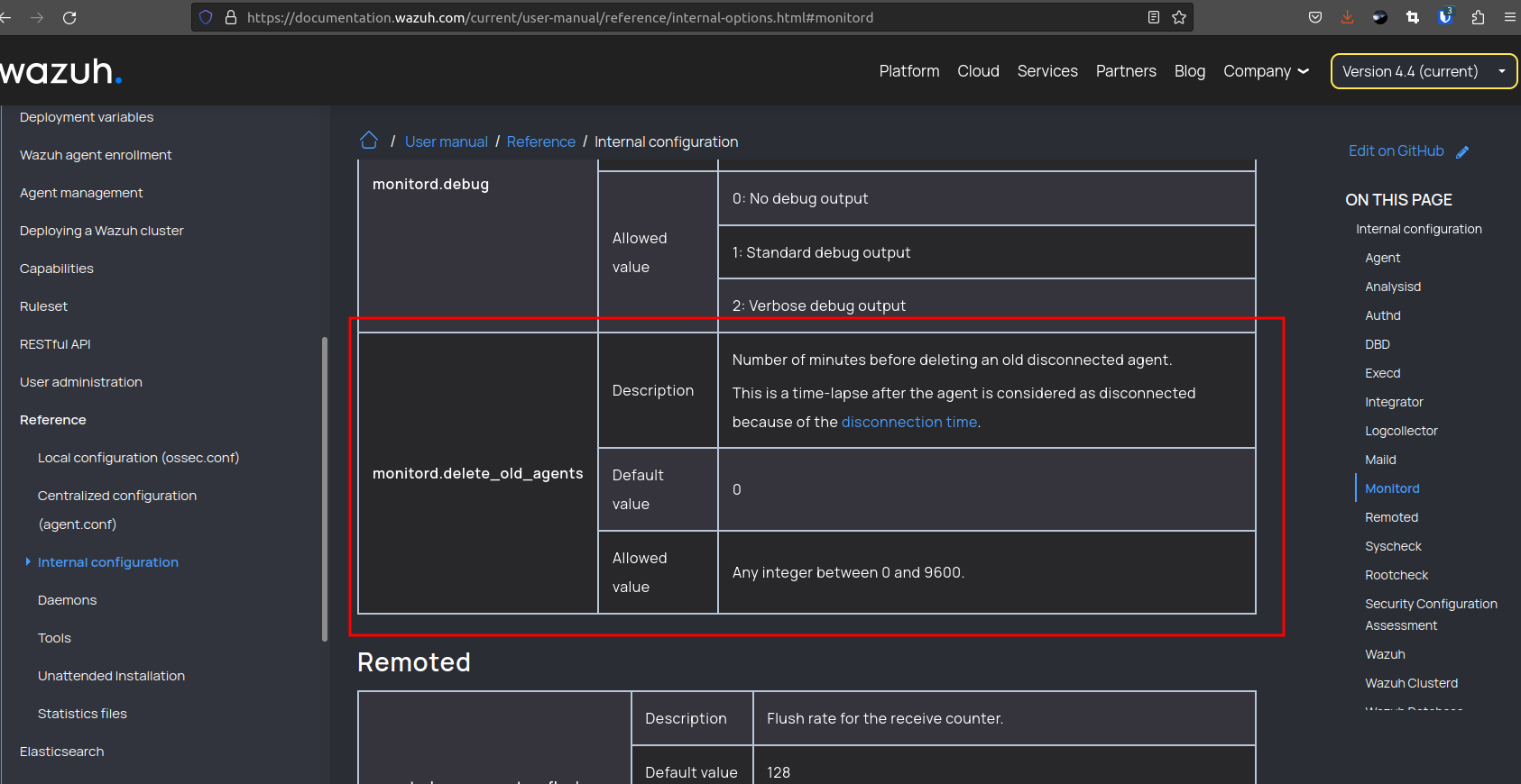 Add `monitord.delete_old_agents` internal configuration option to Removing agents section ...