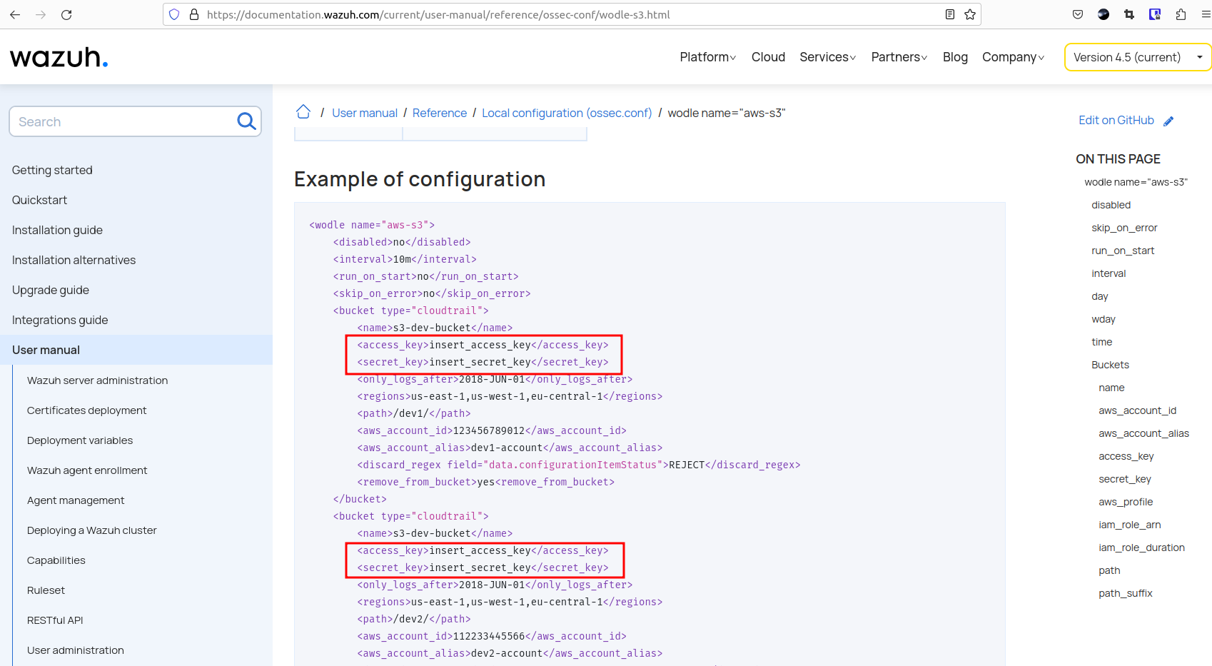 Setting up credentials in `ossec.conf` · Issue #6363 · wazuh/wazuh-documentation · GitHub