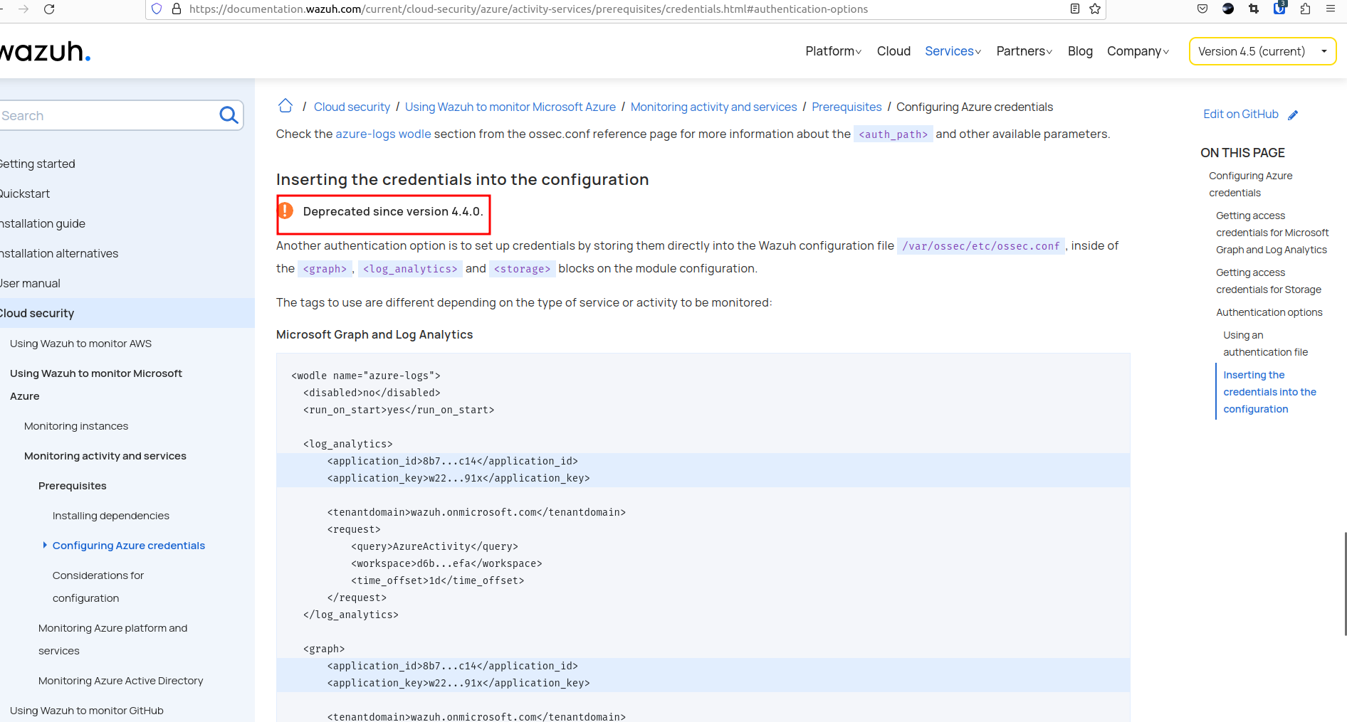 Setting up credentials in `ossec.conf` · Issue #6363 · wazuh/wazuh-documentation · GitHub