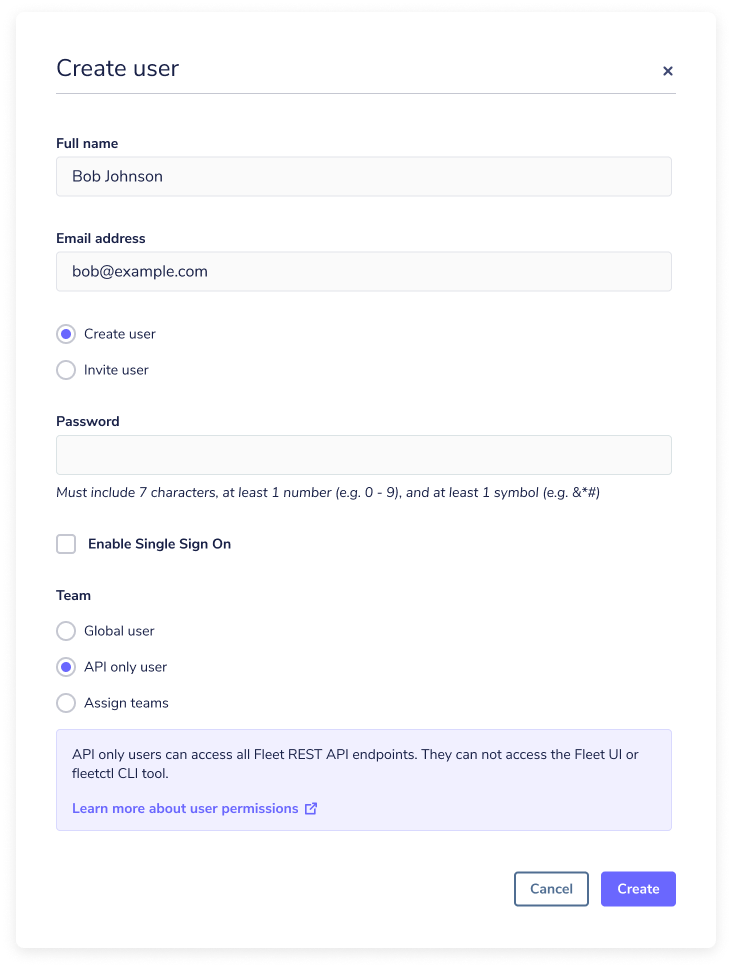 Ability to create a Fleet user that can only access the API · Issue #402 · fleetdm/fleet · GitHub