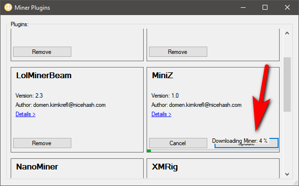 "Downloading miner" covers "Update" button in Miner Plugins · Issue #1740 · nicehash ...
