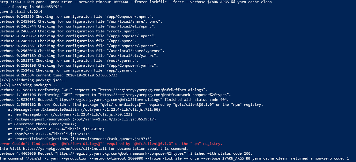 Docker Not Building · Issue 4435 · Microsoft Botframework Composer · Github