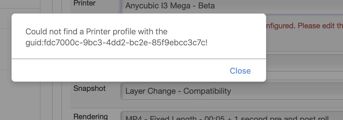 Unable to Change, find or add printer profile · Issue #236 · FormerLurker/Octolapse · GitHub