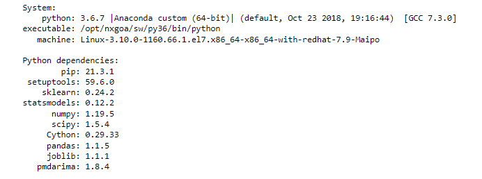 Error: Input contains NaN, infinity or a value too large for dtype('float64'): pmdarima.predict ...