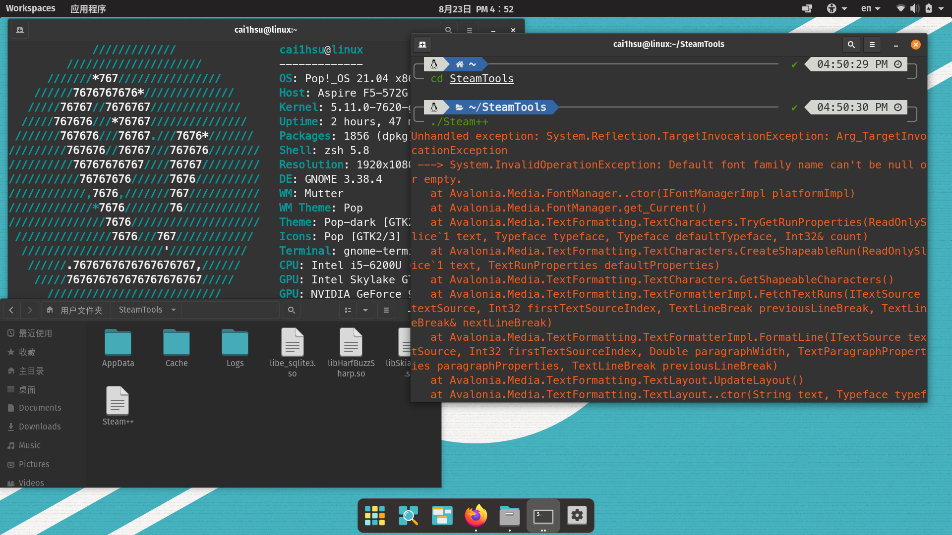 🐛[BUG] Linux下无法启动 System.InvalidOperationException: Default font family name can't be null or ...