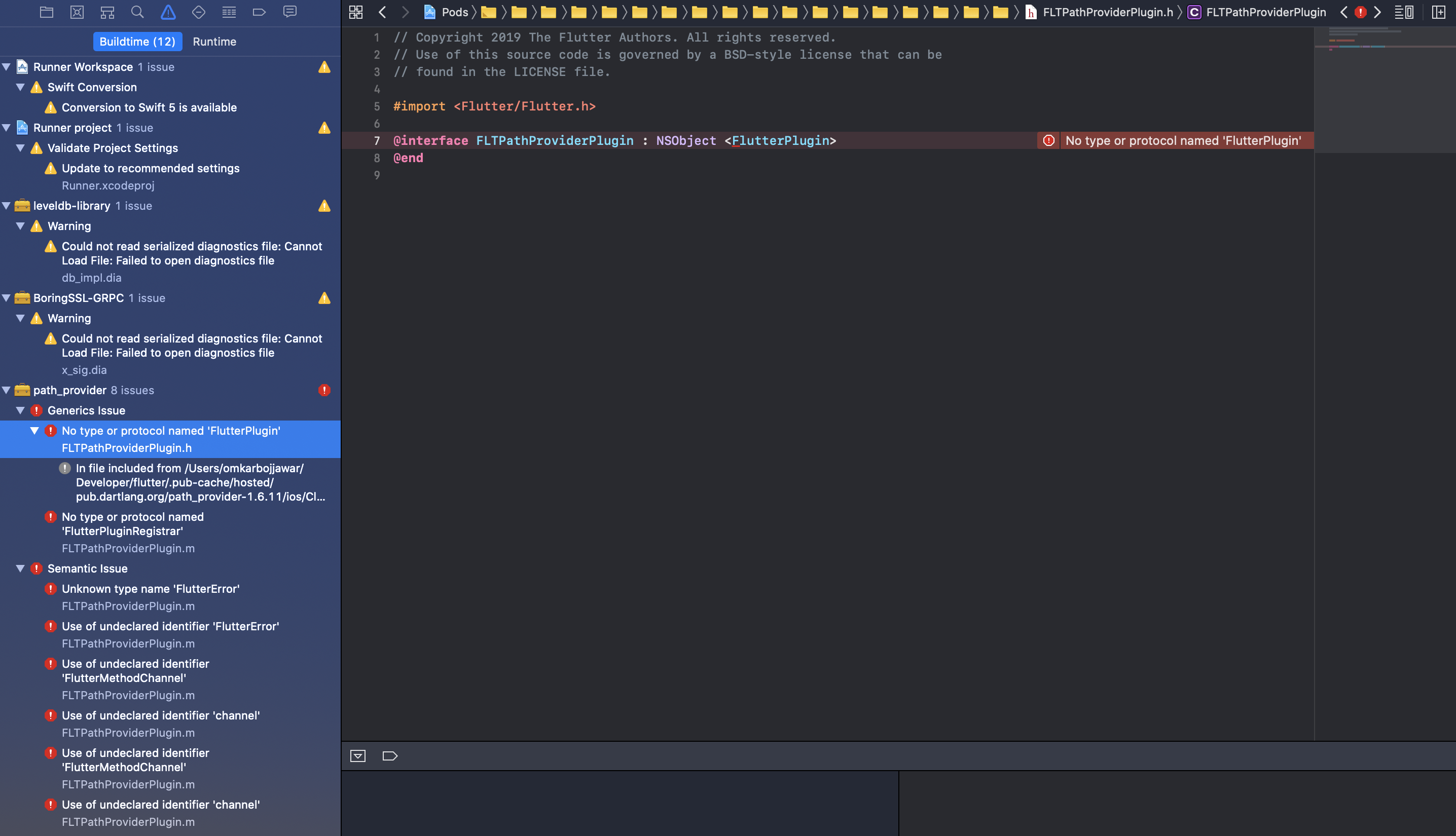 No Type Or Protocol Named Flutterplugin · Issue 62102 · Flutterflutter · Github