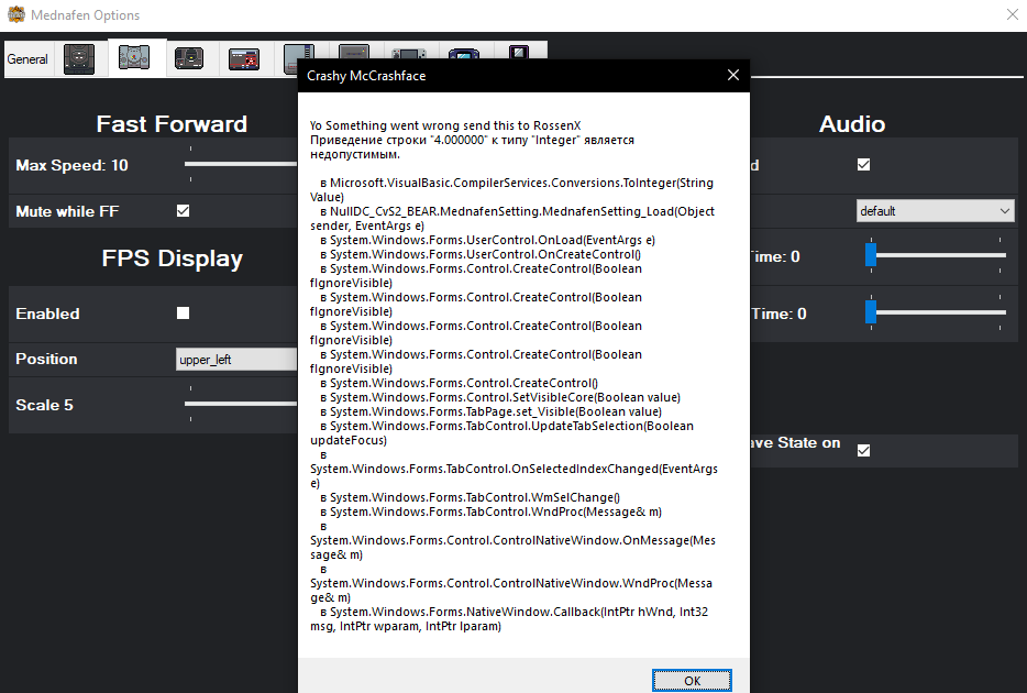 NullDC.BEAR crashes, if i go into the Mednafen options and try to click on any emulator · Issue ...