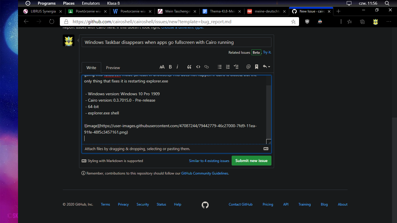 Windows Taskbar disappears when apps go fullscreen with Cairo running · Issue #377 · cairoshell ...