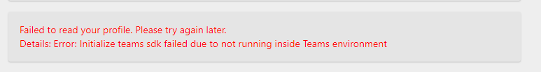 Error: Initialize teams sdk failed due to not running inside Teams environment · Issue #7693 ...