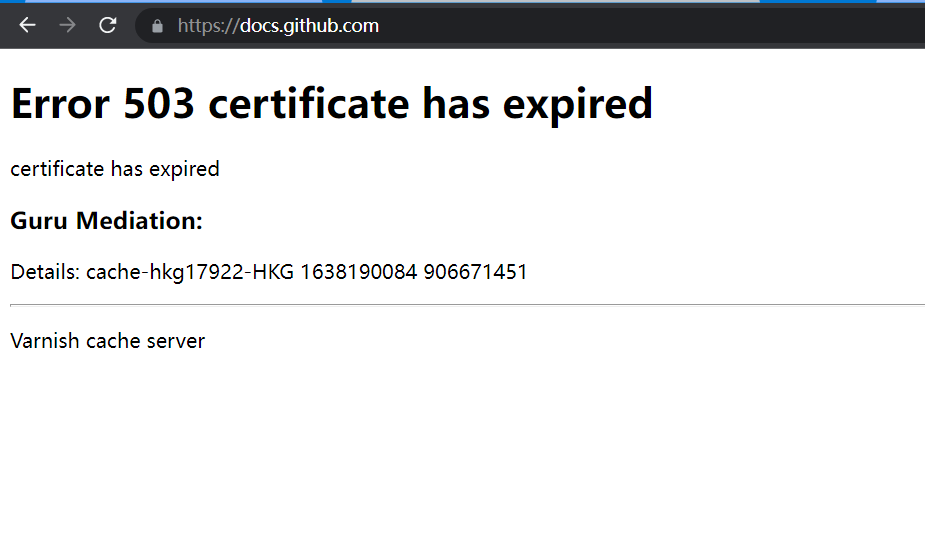 GitHub Docs: Error 503 certificate has expired · community · Discussion ...