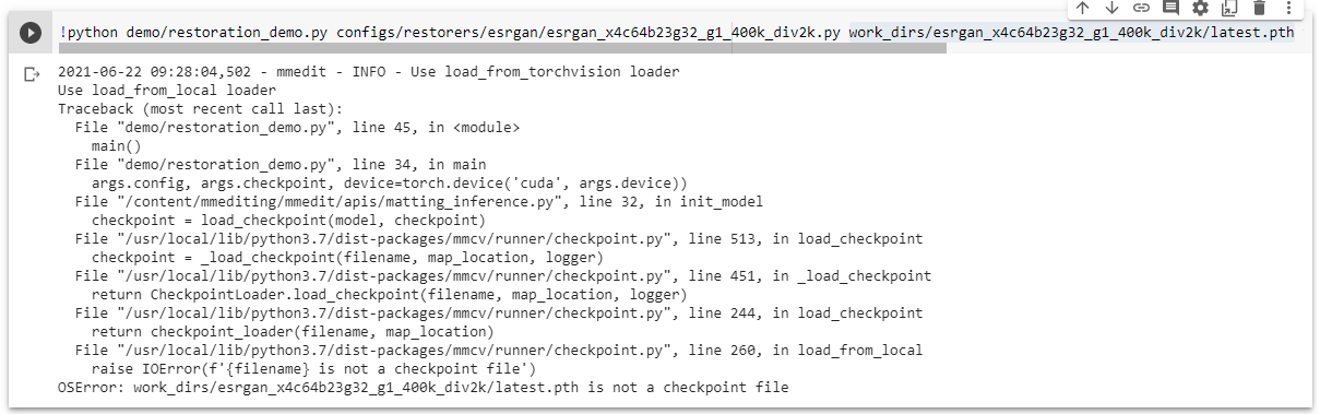 Checkpoint File Folder Error · Issue #385 · open-mmlab/mmagic · GitHub