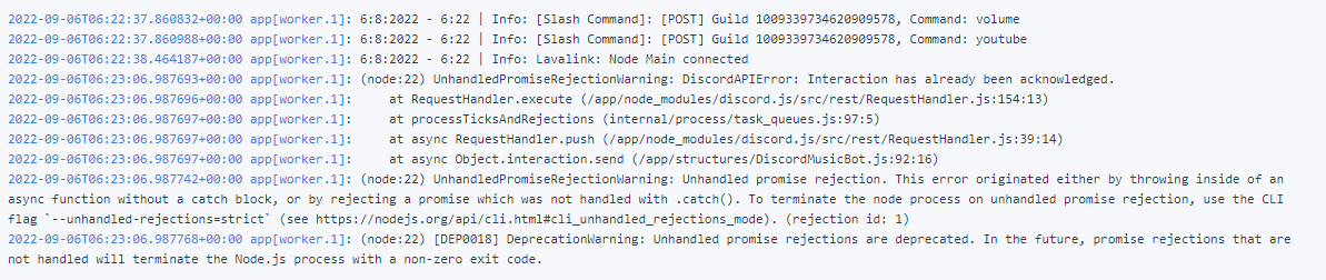 Unhandledpromiserejectionwarning · Issue 1064 · Sudhanplayzdiscord Musicbot · Github 