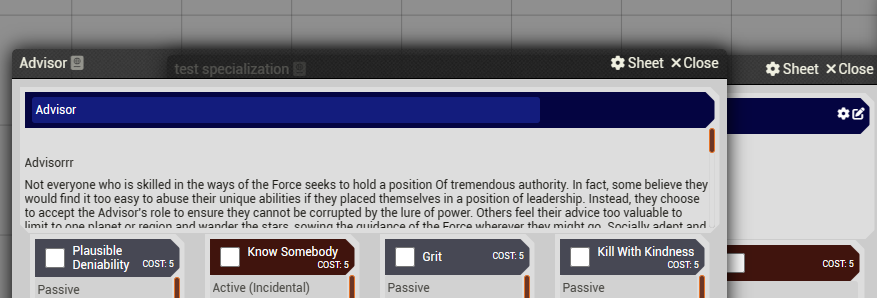 Specialization Modify Buttons Missing · Issue #1188 · StarWarsFoundryVTT/StarWarsFFG · GitHub