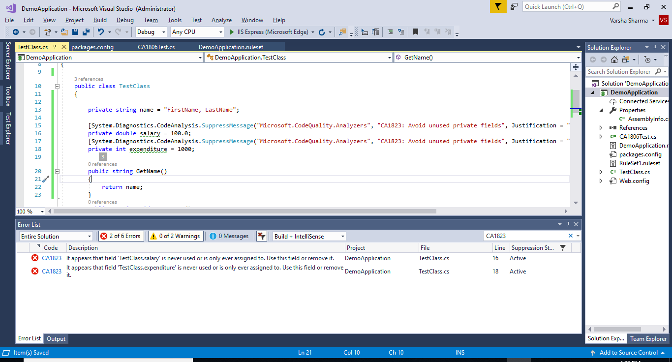 FxCop rule CA1823: Avoid unused private fields, suppression does not work out. · Issue #2088 ...