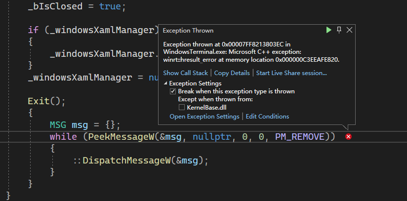 Exception when exiting the terminal (`NavigationView::RevokeNavigationViewItemRevokers`) · Issue ...
