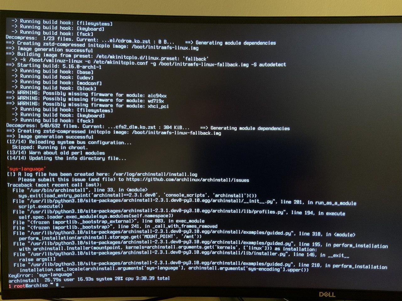Unless run with --advanced (on master), KeyError sys-language · Issue #873 · archlinux ...