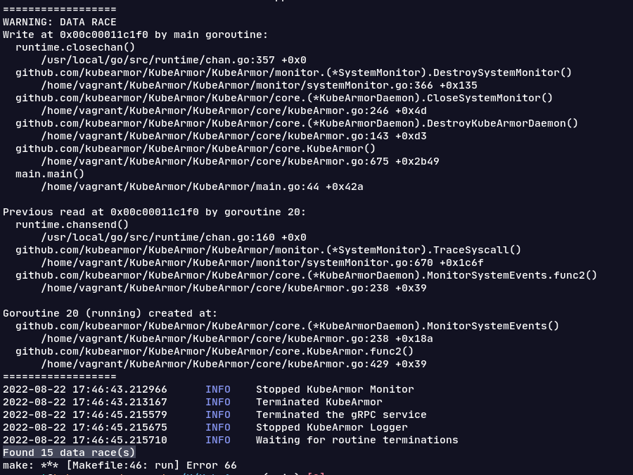 Found Data Races in KubeArmor · Issue #842 · kubearmor/KubeArmor · GitHub