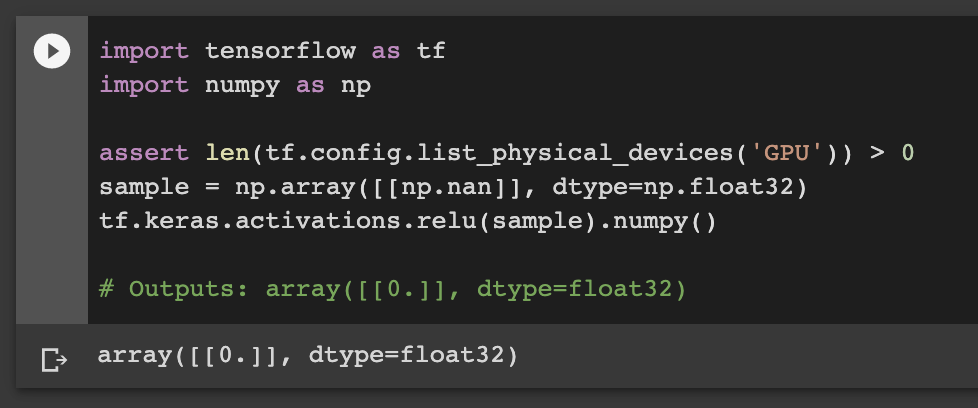 Unexpected behaviour of tf.keras.activations.relu · Issue #42885 · tensorflow/tensorflow · GitHub