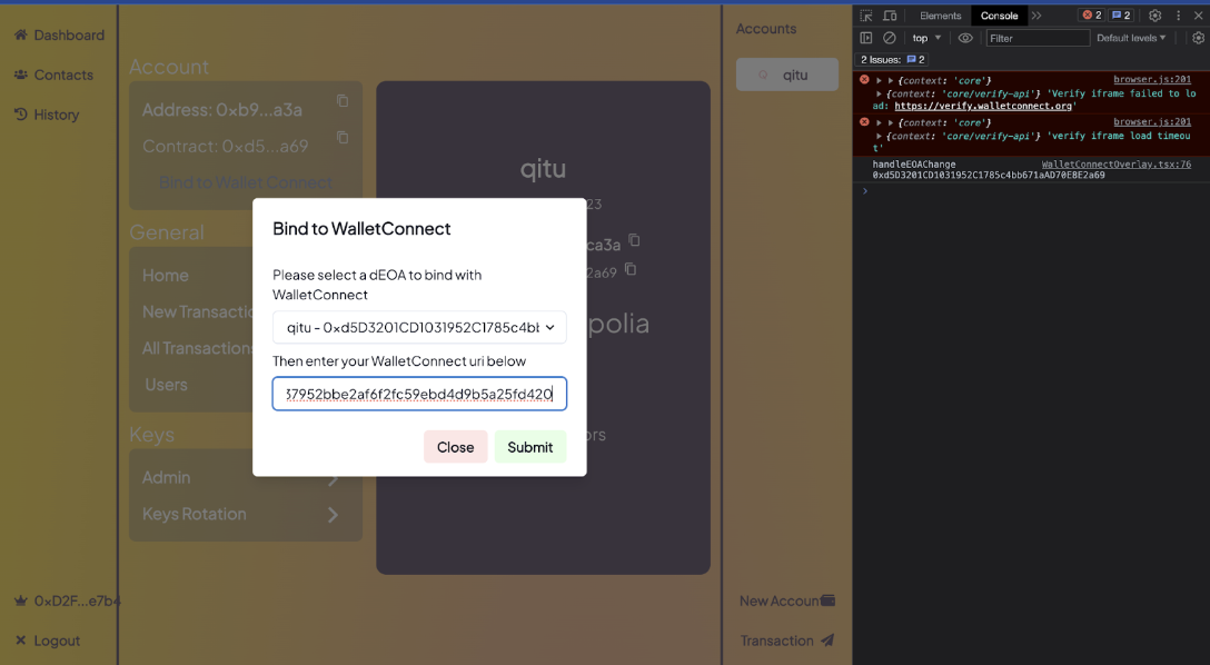 "no matching keys" issue and no possibility to receive request from the dapp · Issue #3606 ...