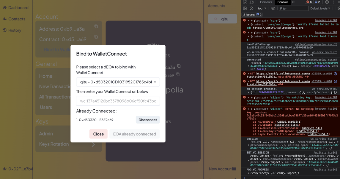 "no matching keys" issue and no possibility to receive request from the dapp · Issue #3606 ...