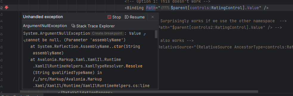 ArgumentNullException in XAML when xmlns is defined with using-syntax · Issue #9624 · AvaloniaUI ...