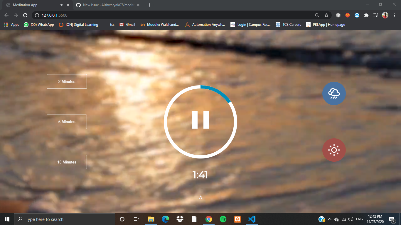 GitHub - AishwaryaK07/meditation-app: Built a meditation app using javascript