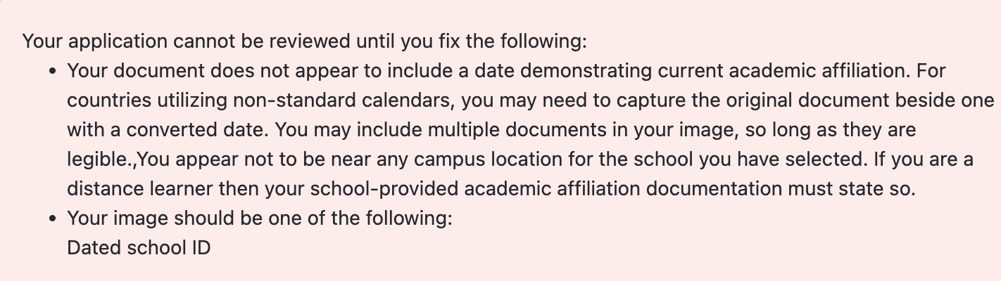 Your application cannot be reviewed until you fix the following... · community · Discussion ...