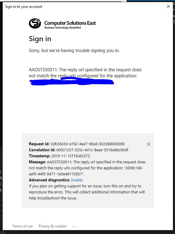 SDKSamples: AADSTS50011: The reply url specified in the request does not match the reply urls ...