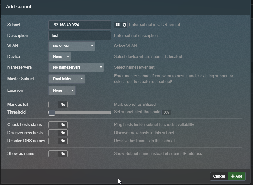 Issue When Adding Subnets That Are Not 10 X · Issue 2416 · Phpipam Phpipam · Github