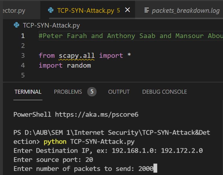 GitHub - mariamheikal/EECE-655-TCP-SYN-Flood-Attack-and-Detection
