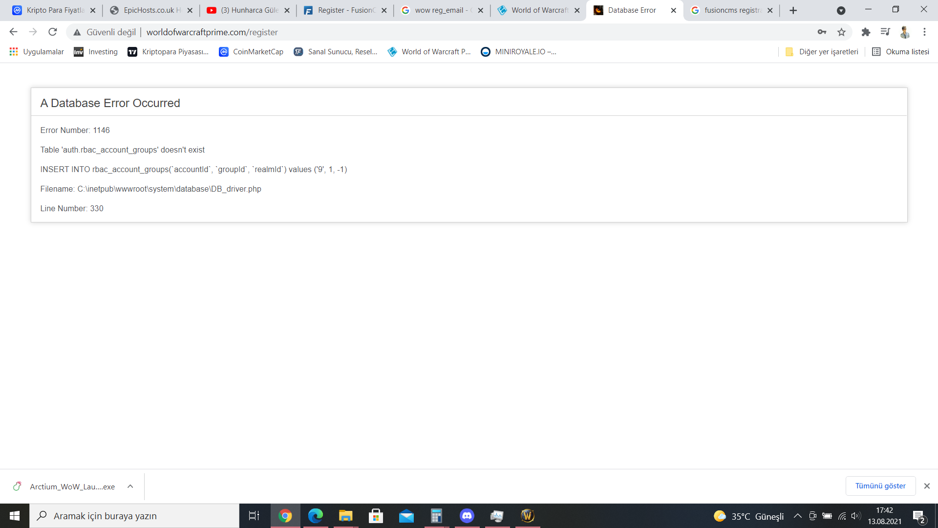 WoW server registiration error · Issue #26810 · TrinityCore/TrinityCore ...