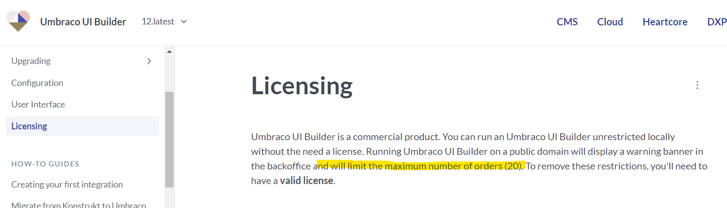UI Builder license page needs updating · Issue #5586 · umbraco/UmbracoDocs · GitHub
