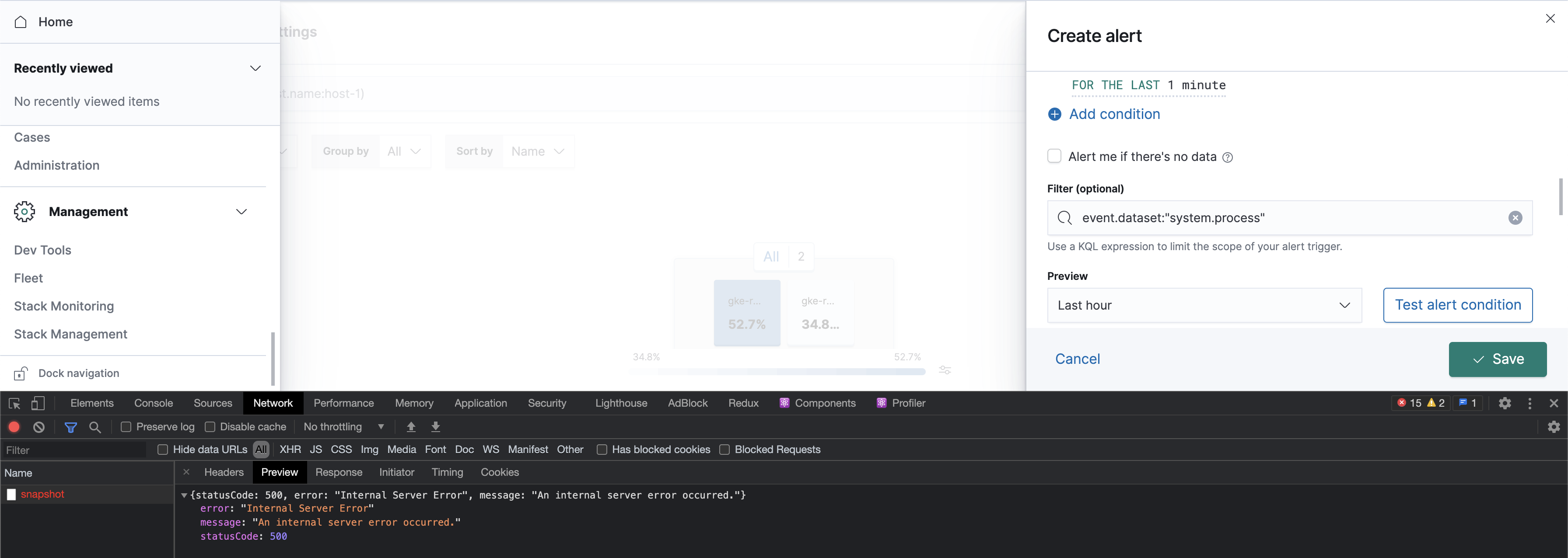 [Metrics UI] Inventory alert chart previews throw an error when using a filter · Issue #94284 ...