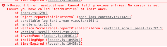[Logs UI] Periodic console error regarding fetching previous entries · Issue #151700 · elastic ...