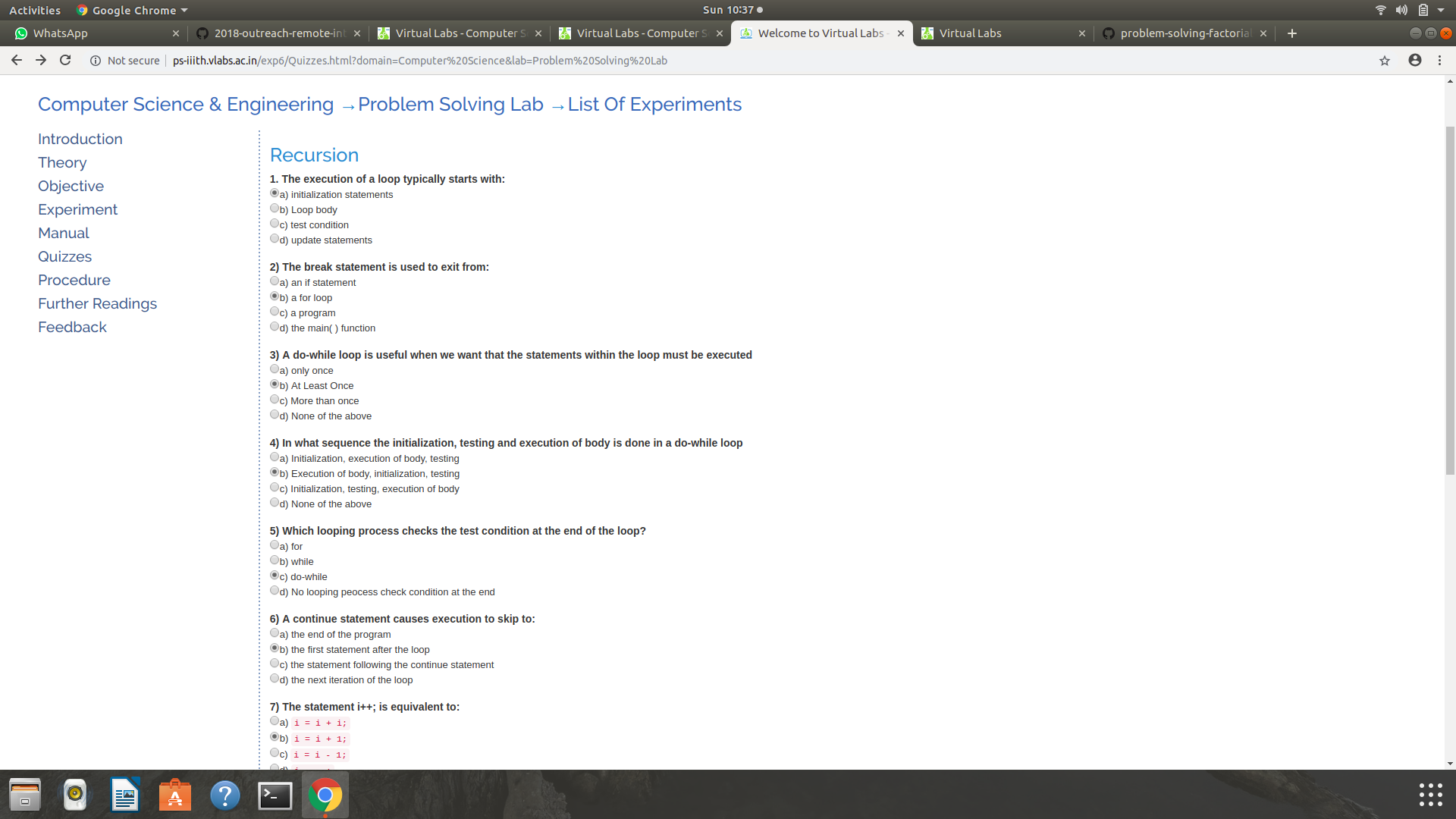 Problem Solving Lab Listof Experiments Quizzes · Issue 880 · Virtual Labs Archiveproblem 0575