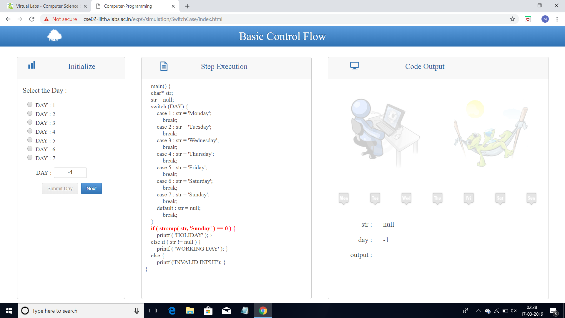 Basic Control Flow Simulation Switch Case · Issue 275 · Virtual Labs Archivecomputer