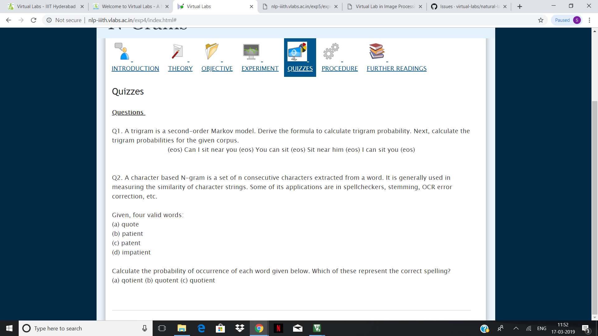 N-Grams_Experiment-quiz · Issue #126 · virtual-labs-archive/natural-language-processing-iiith ...