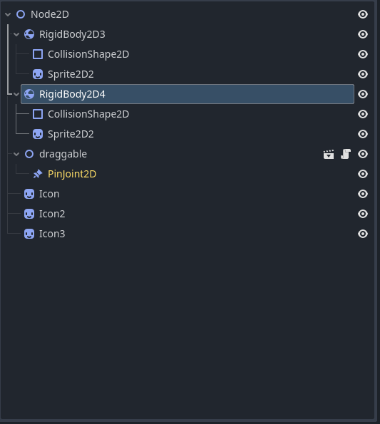 Reparenting a Node with a PinJoint2D and jointed couple as children ...