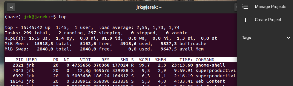(dekstop version) Ubuntu 18.04.5 LTS freezes from pomodoro timer ...