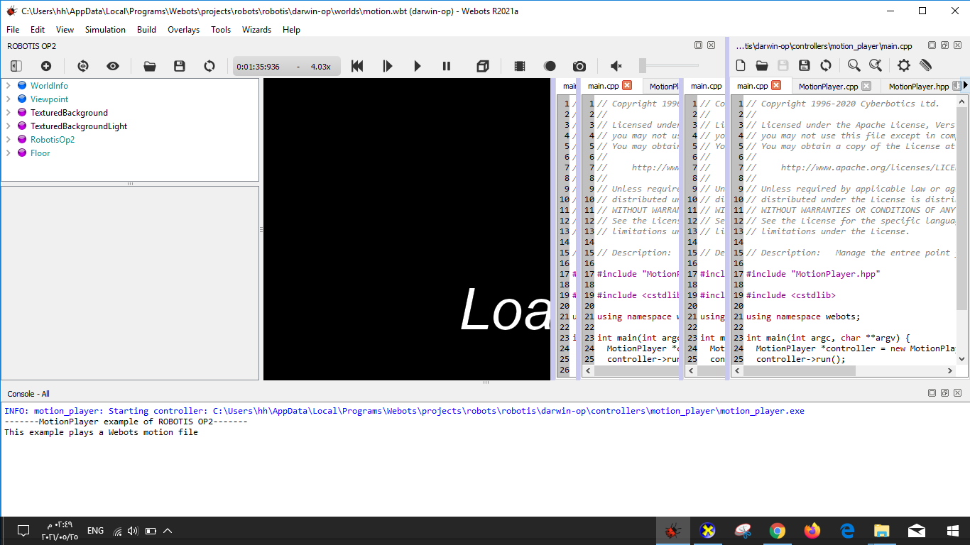 Stuck on "Loading World" - R2021a · Issue #3091 · cyberbotics/webots · GitHub