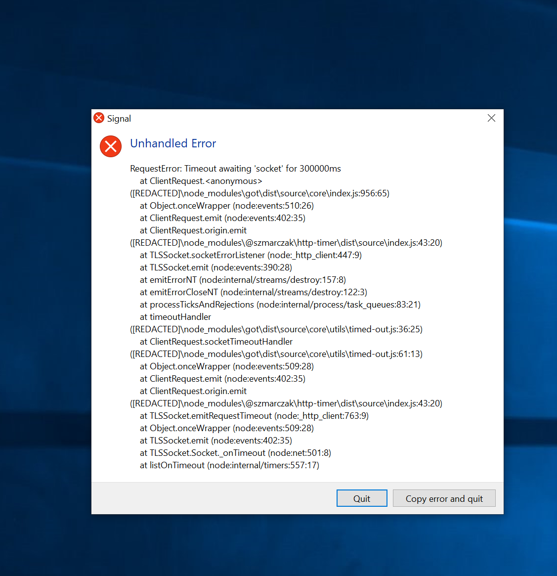 Signal Crash Report · Issue 5868 · Signalapp Signal Desktop · Github