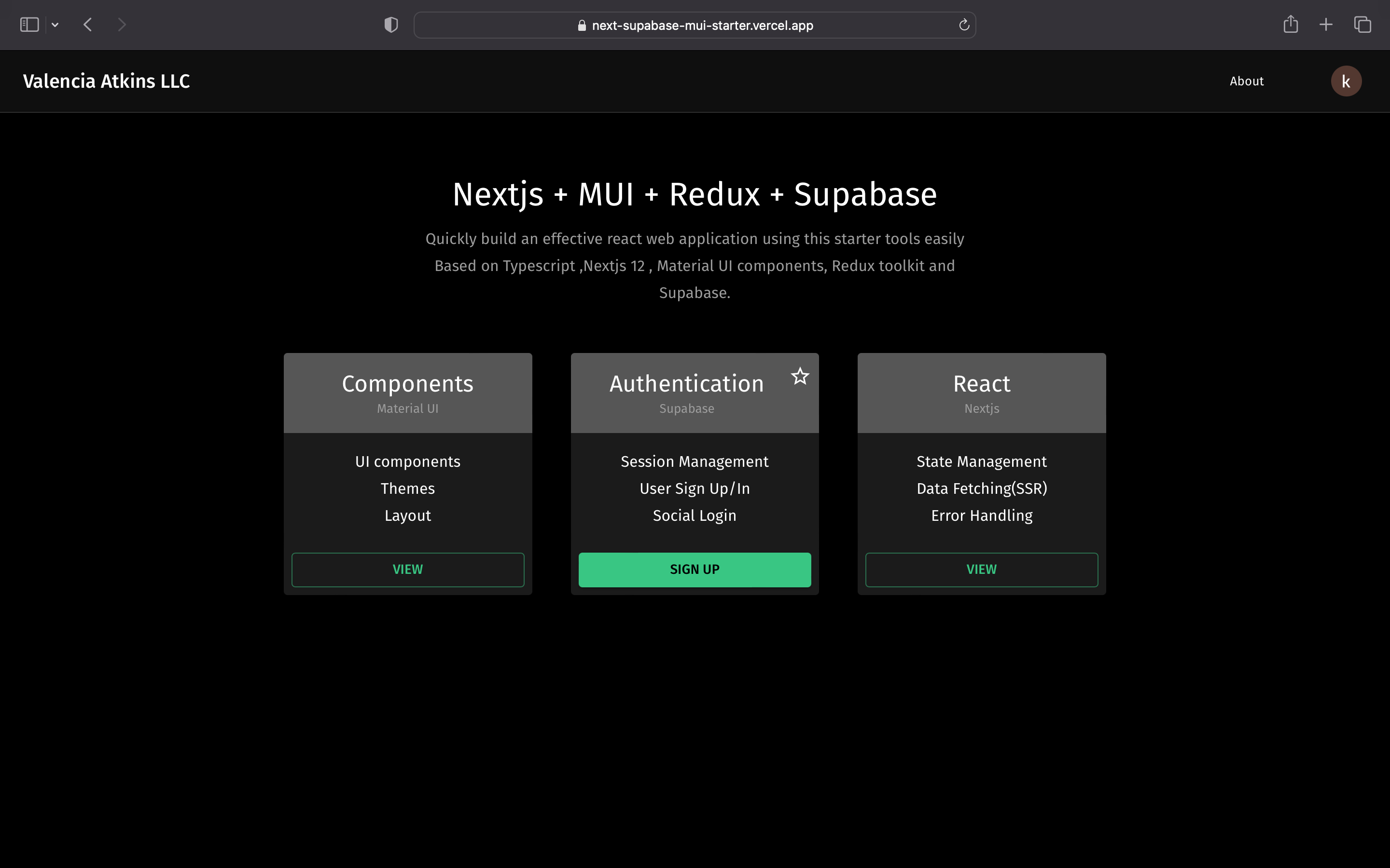 GitHub - jeffubayi/next-supabase-mui-starter: Simple demo for react + redux + material-ui starter