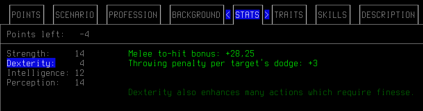 More character creation STATS panel bugs. · Issue #64280 · CleverRaven ...