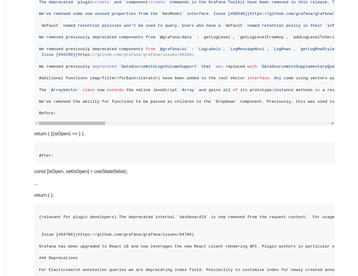 Changelog is displayed weirdly starting from the end of 10.0.0-preview · Issue #69589 · grafana ...
